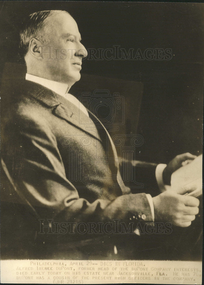 1935 Press Photo Alfred Irenee DuPont DuPont Company Head - Historic Images