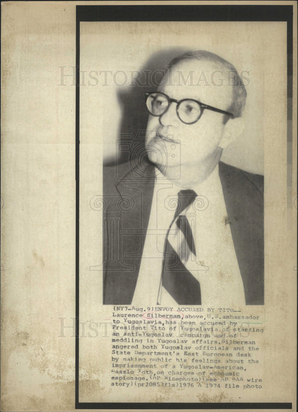1974 Press Photo Laurence Silberman,US Ambassador to Yugoslavia ...