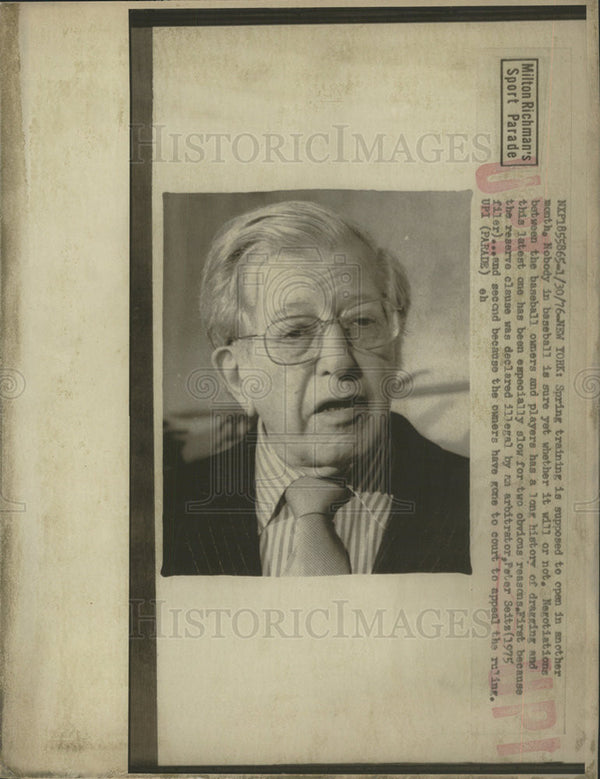 1976 Press Photo Peter Seitz Arbitrator Baseball - Historic Images