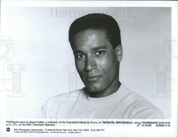 1989 Press Photo Phil Morris stars as Grant Collier on "Mission: Impos ...