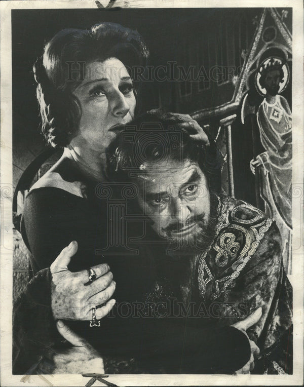 1961 Press Photo Judith Anderson Maurice Evans Actors Macbeth ...