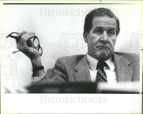 1986 Press Photo Former Chicago Alderman Frank Brady Interview Sun-Tim ...