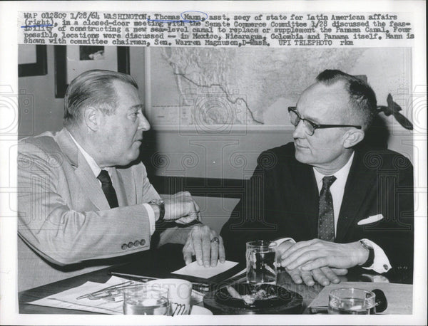 1964 Press Photo Thomas Mann Warren Magnuson Senate Commerce Panama Ca ...