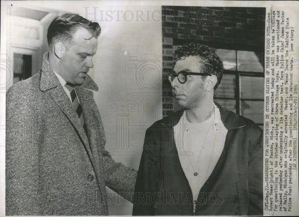 1955 Press Photo Owen Robert Moser Police Chief James Parker Holly Mic ...
