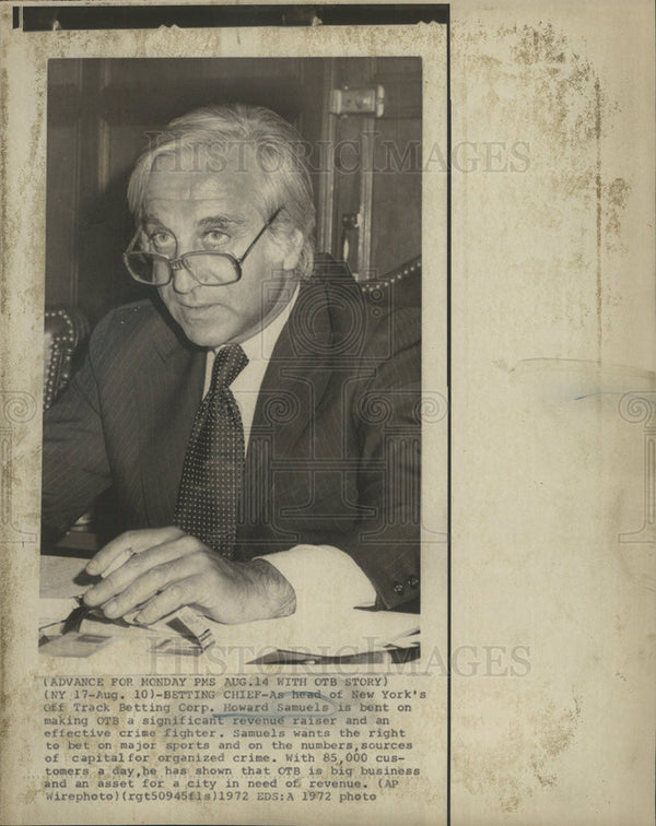 1972 Press Photo Howard Samuels New York Off Track Betting Corp OTB ...