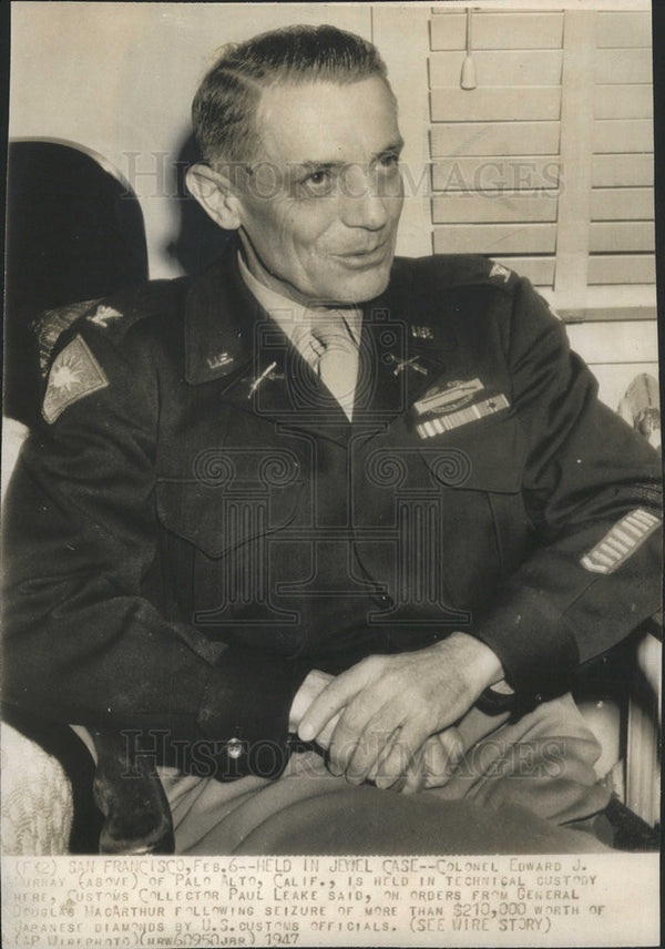 1947 Press Photo Colonel Edward J Murray Custody Charges - Historic Images