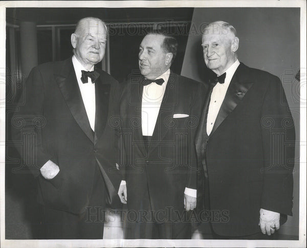 1956 Press Photo Herbert Hoover, Mayor Richard Daley & Gen Robert Wood ...