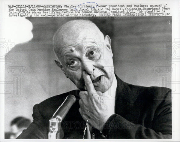 1959 Press Photo Former Union Leader Charles Lichtman before Senate Ra ...