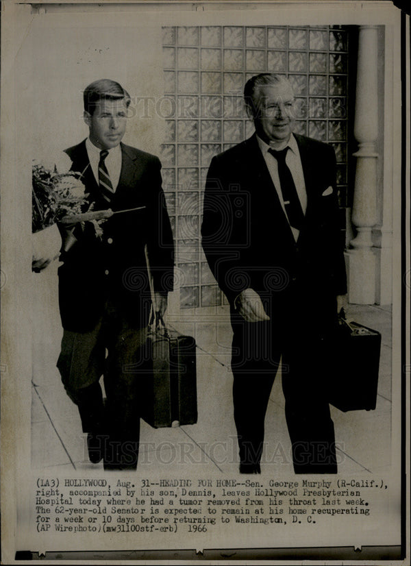 1966 Press Photo Senator George Murphy Son Dennis Hollywood Hospital T ...