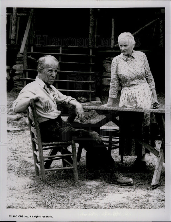 1990 Press Photo Foxfire CBS TV Cast Jessica Tandy Hume Cronyn Scene A ...