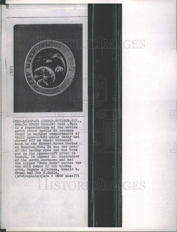 1971 Press Photo Space Calling card emblem patch Apollo 14 - Historic ...