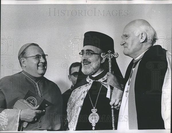 1967 Press Photo Cardinal Cody, Archbishop Iakovos, Dr Arthur Michael ...