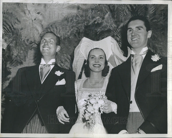 1940 Press Photo Newlyweds Mr & Mrs John McGuire and Friend Frank Lago ...