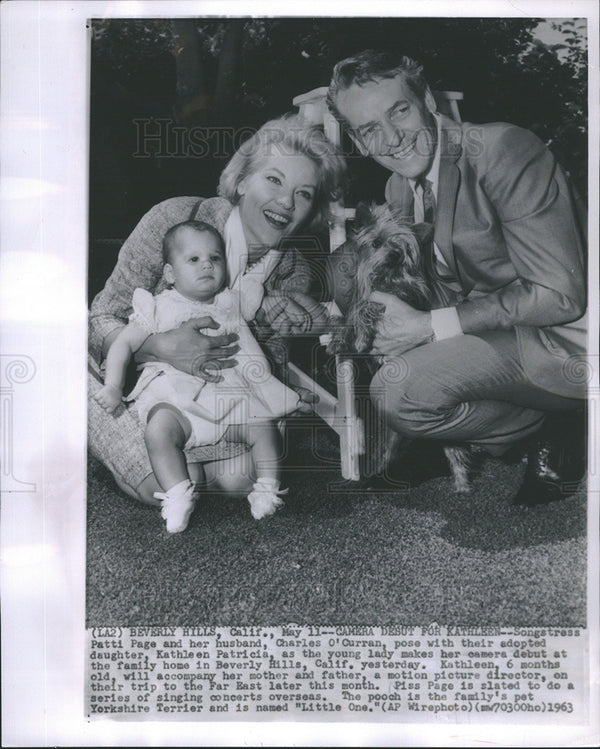 1963 Press Photo Patti Page, Charles O'Curran and daughter Kathleen Pa ...
