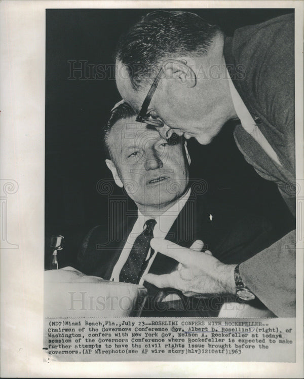 1963 Press Photo Governors Albert Rosellini Nelson Rockefeller Confere ...