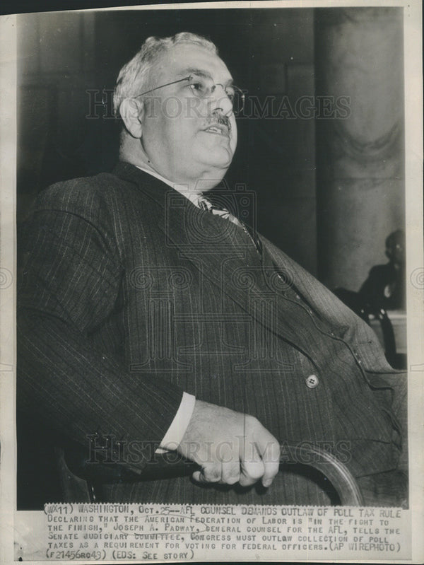 Press Photo Joseph Padway Leads Way to Outlaw Poll Tax Law - Historic ...