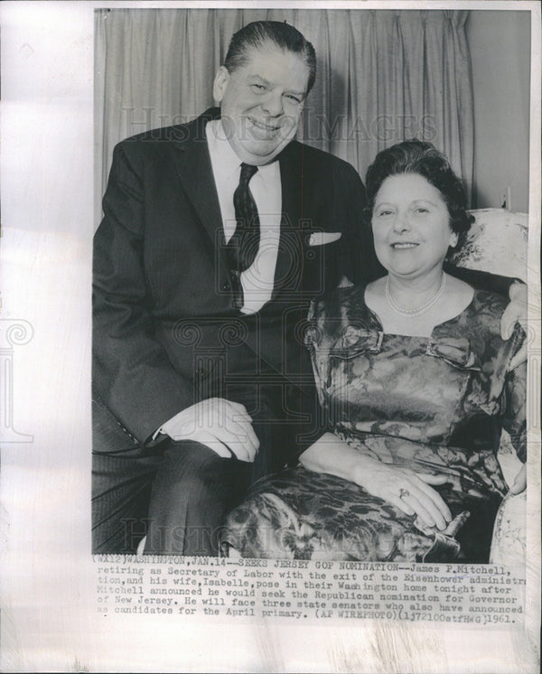 1961 Press Photo James P./Isabelle Mitchell/Secretary Labor/Governor C ...