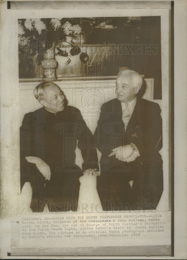 1969 Press Photo Cyrus Eaton, Chairman of Chesapeake and Ohio Railway ...