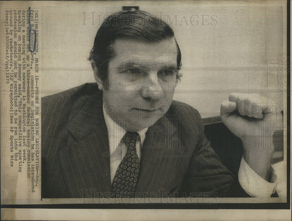 1975 Press Photo Rep Fred B Rooney Comments On 3 Member Fed Boxing Com ...