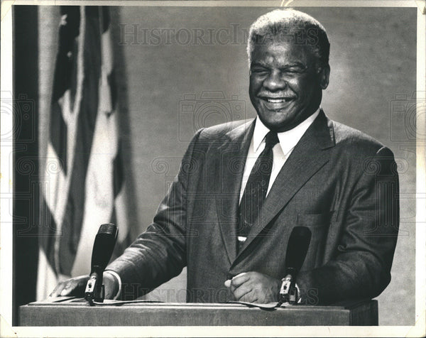 1987 Press Photo Mayor Harold Washington Post-victory Press Conference ...