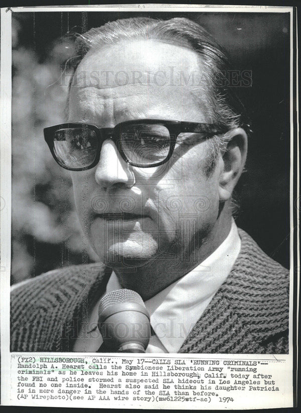 1974 Press Photo Randolph A Hearst Calls the Symbionese Liberation Arm ...