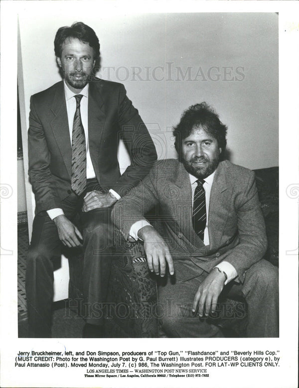 1986 Press Photo Jerry Bruckheimer, Don Simpson, "Top Gun," "Flashdanc ...