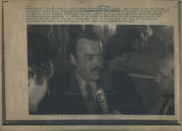 1973 Press Photo Hubert Massol claims he stole coffin of Philipine Mar ...