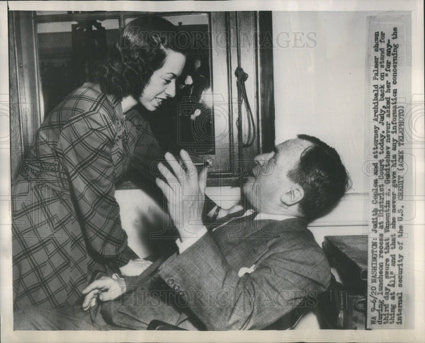 Undated Press Photo Judith Coplon and Attorney Archibald Palmer Shown ...