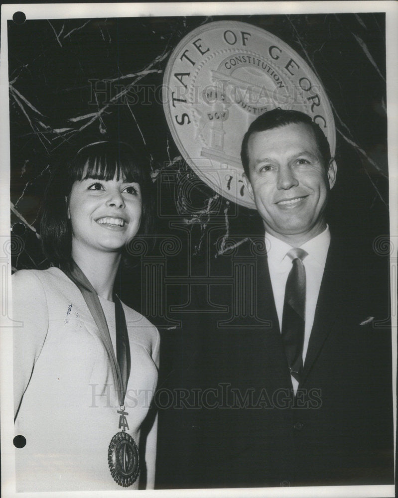 1966 Press Photo Georgia Governor Sanders Miss Teenage America colette ...