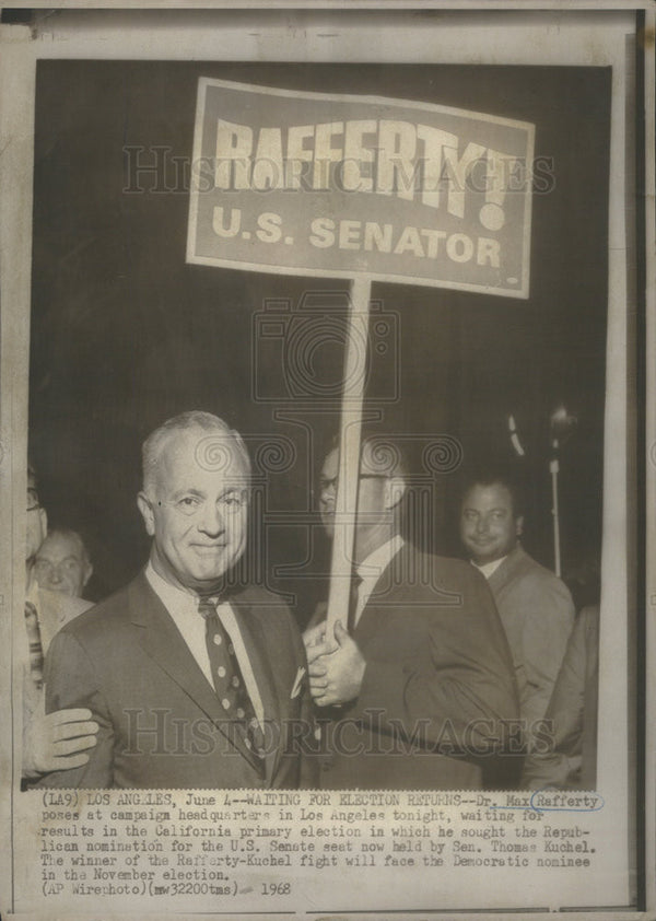 1968 Press Photo Dr Max Rafferty California Election Republican Nomina ...
