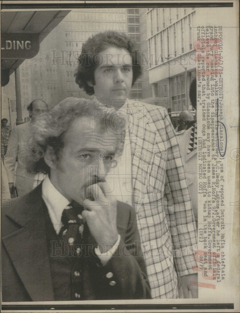 1975 Press Photo Joseph Giacalone, (R), son of mafia chief. & N.C. Ded ...