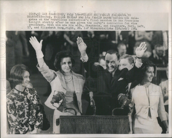 1964 Press Photo Rep. William Miller Family Delegates Republican Conve ...