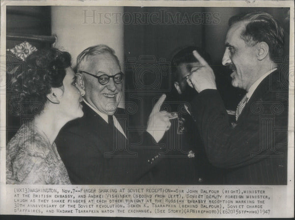 1947 Press Photo Sir John Balfour Minister British Embassy Andrei Vish ...