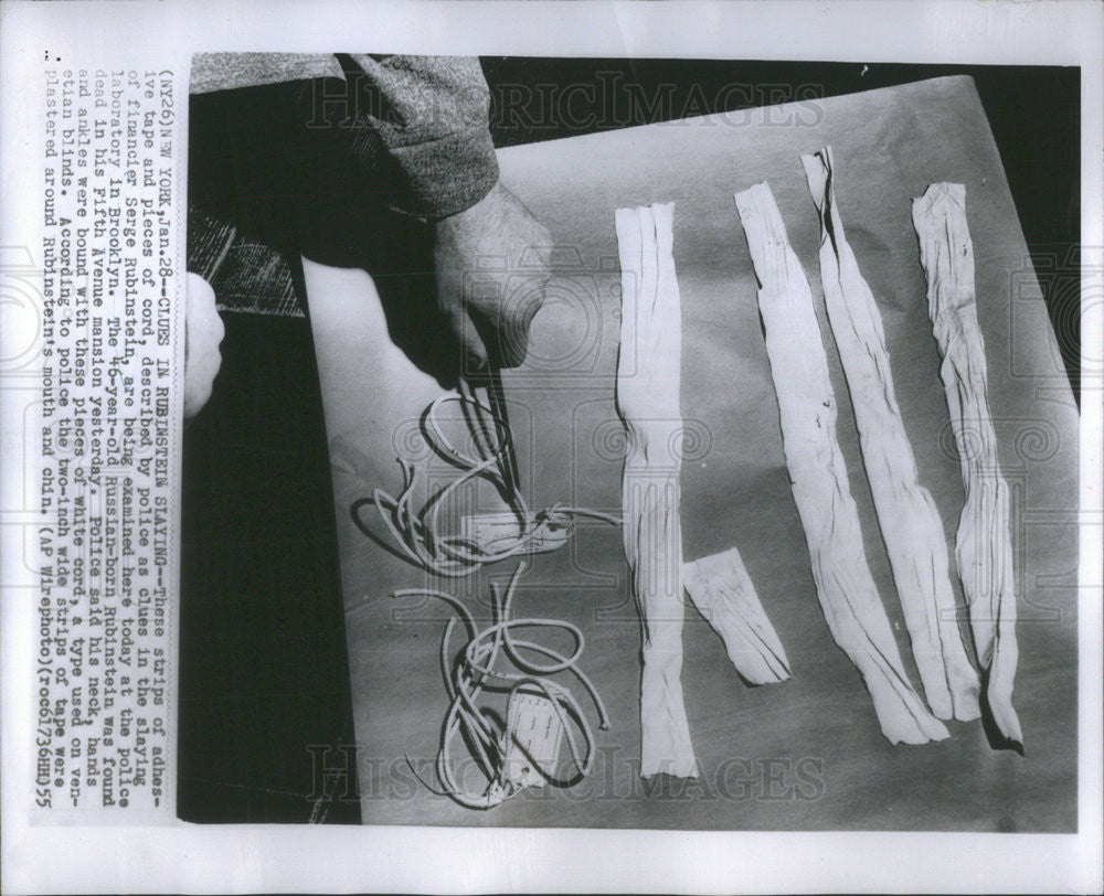 1955 Press Photo Strips Used Slaying Serge Rubinstein Murdered Fifth A ...