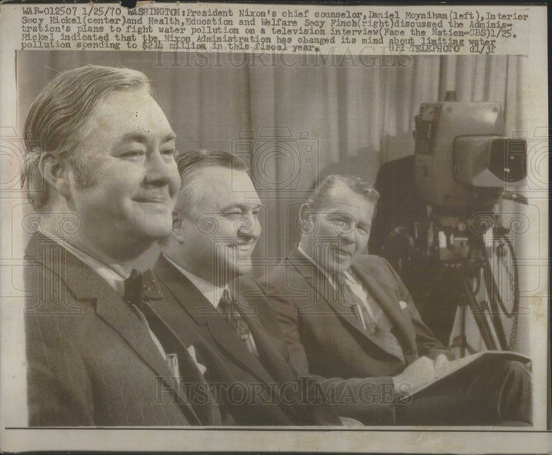 1970 Press Photo Daniel Moynihan, Robert Finch, Wally Hickel; US Polit ...