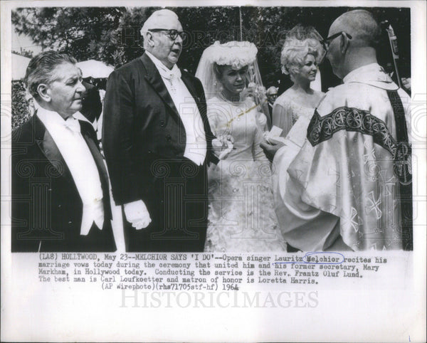 1964 Press Photo Lauritz Melchior Mary Markham Married By Rev. Frantz ...
