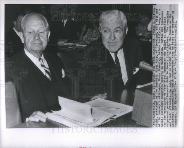 1962 Press Photo Thomas E Patten,pres Republic Steel and atty B Brownl ...