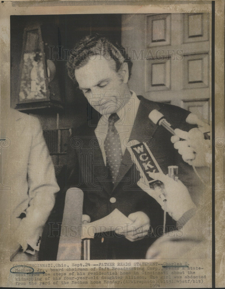 1974 Press Photo Charles S. Mechem, Taft Broadcasting, Father Of Kidna ...