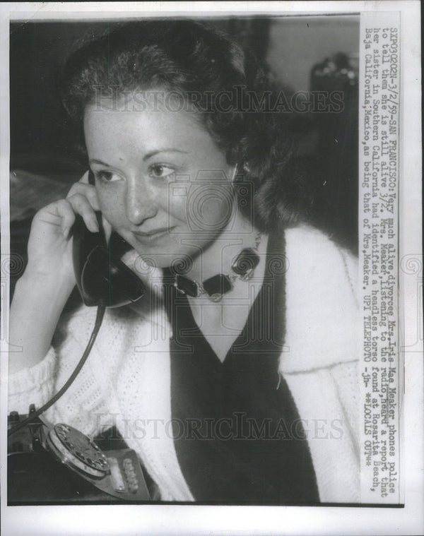 1959 Press Photo Mrs Iris Mae Meeker talks to sister to say body wasn ...