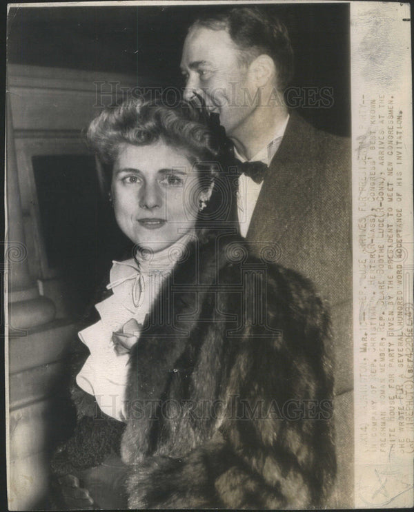 1943 Press Photo Claire Boothe Luce and Rep. Christian Herter ...