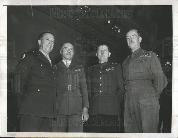 1947 Press Photo Maj Gen F.W Keating,Brig Gen P.Bapst,Lt Gen Dratvin,a ...