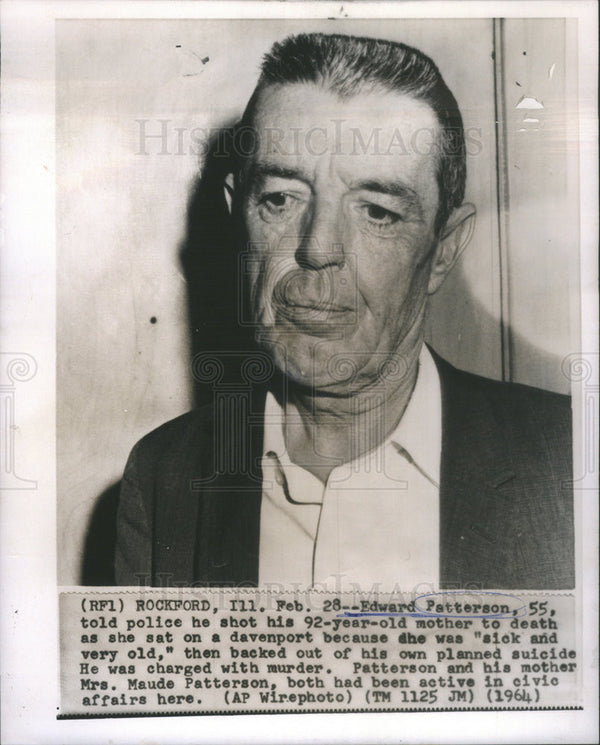 1964 Press Photo Edward Patterson shot 92 yr old mom to death ...