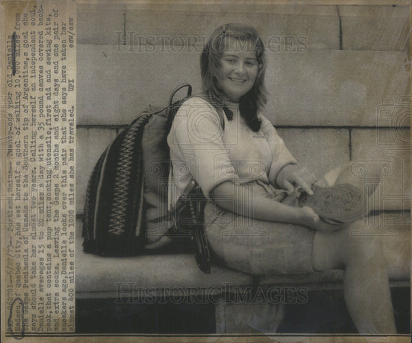 1973 Press Photo Danielle Nadeau Long Distance Walk - Historic Images