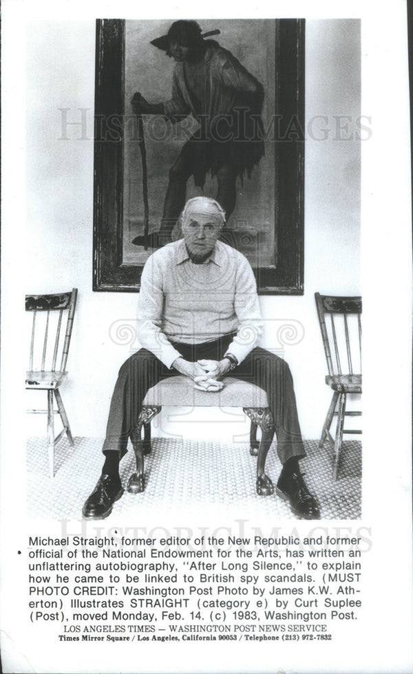 1983 Press Photo Michael Straight American Publisher Novelist Spy ...