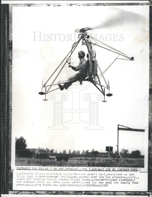 1954 Press Photo Navy's RH-1 first U.S. rocket-powered helicopter ...