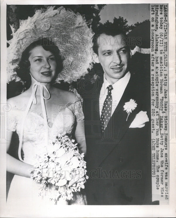 Undated Press Photo Betty Jane Rase Marries Musician Norman Buddy Bake ...