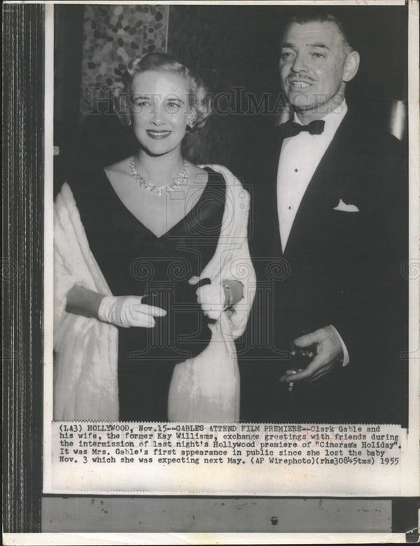 1955 Press Photo Actor Clark Gable and Wife, Former Kay Williams in Ho ...