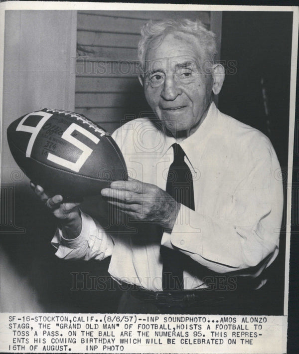 1957 Press Photo Amos Alonzo Stagg - Historic Images