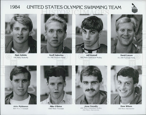 1984 Press Photo United States Olympic Swimming Team Matt Gribble Geof ...