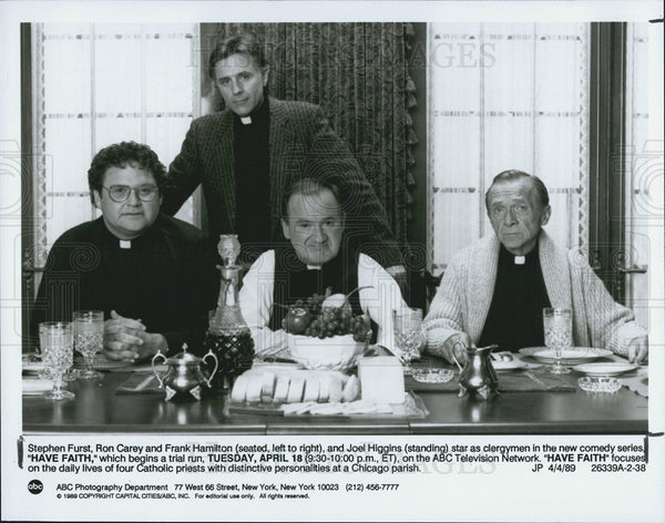 1989 Press Photo Stephen Furst Ron Carey Frank Hamilton Joel Higgins H ...